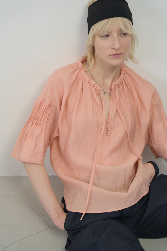 Mont sheer blouse -White/Peach puff/Black- 3colors – Muel Chic